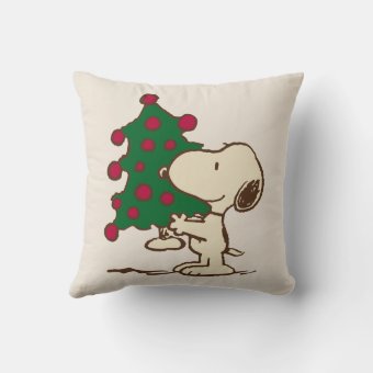 Peanuts | Snoopy Christmas Tree Throw Pillow | Zazzle