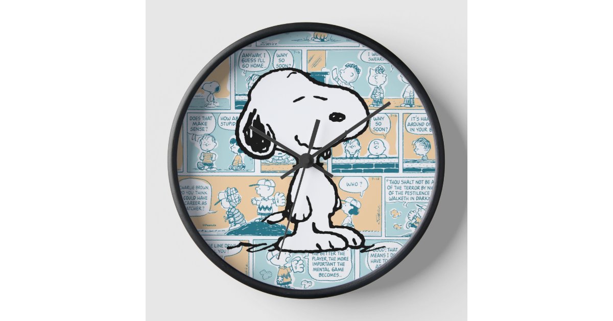 Peanuts | Snoopy Comic Pattern Clock | Zazzle