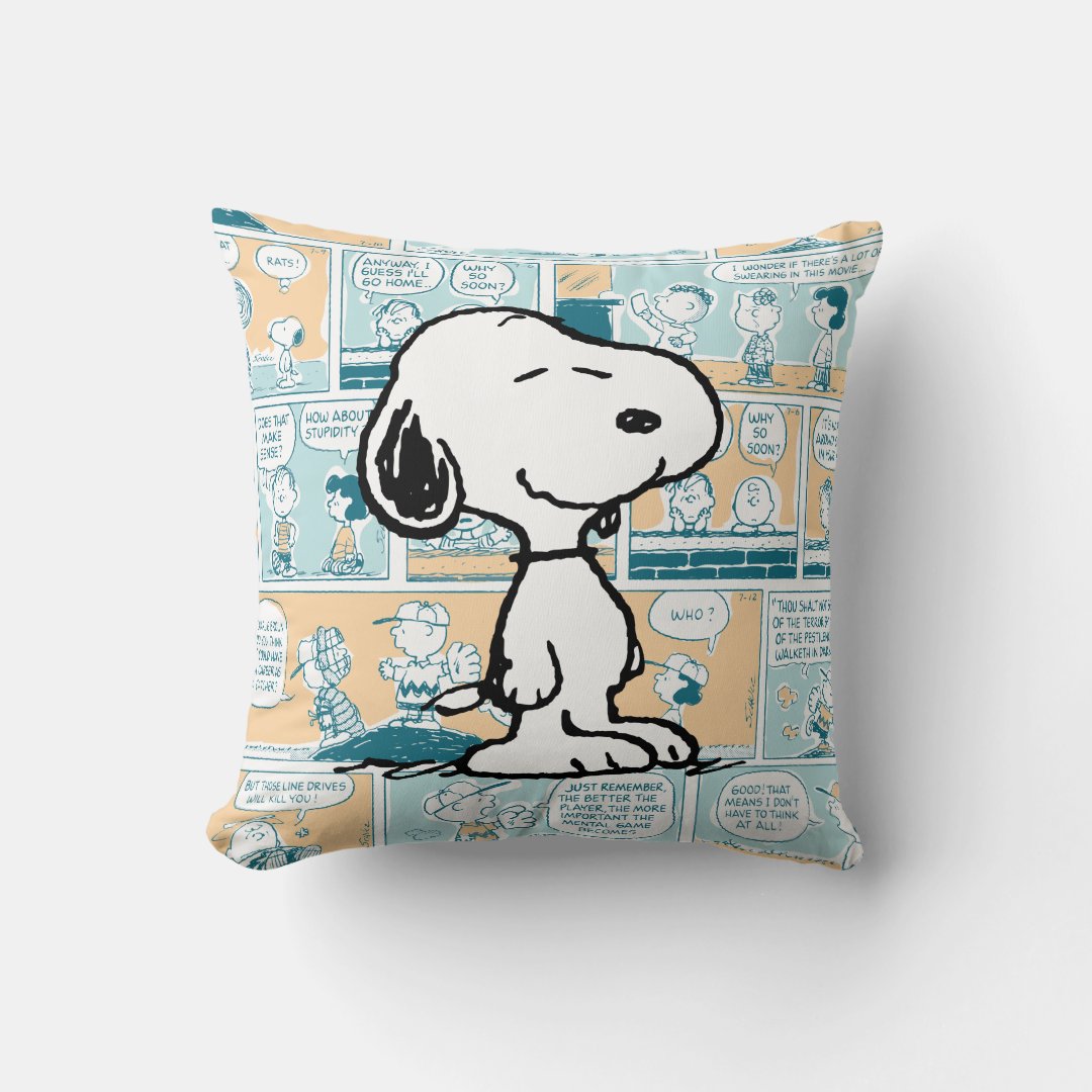 Peanuts | Snoopy Comic Pattern Throw Pillow | Zazzle