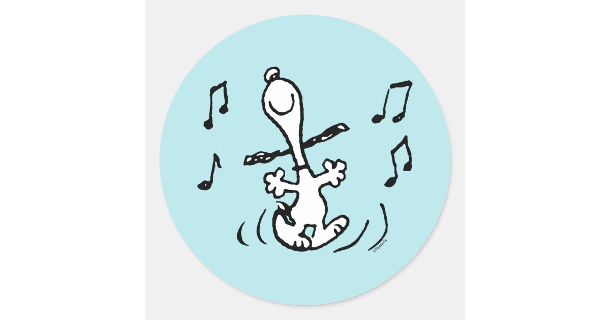 Peanuts | Snoopy Dancing Classic Round Sticker | Zazzle