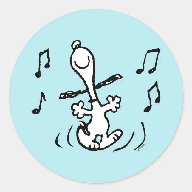 Peanuts | Snoopy Dancing Classic Round Sticker | Zazzle