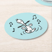Peanuts | Snoopy Dancing Round Paper Coaster | Zazzle