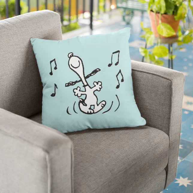 Peanuts | Snoopy Dancing Throw Pillow | Zazzle