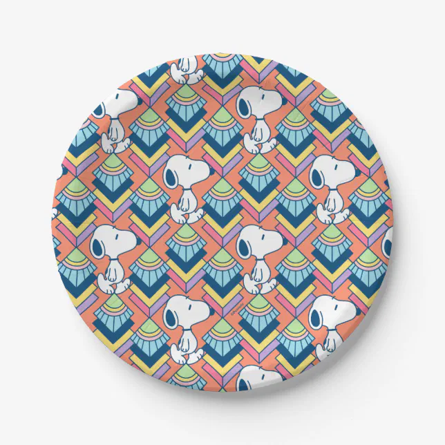 Peanuts | Snoopy Deco Dreams Pattern Paper Plates | Zazzle