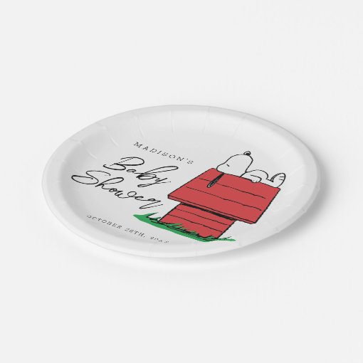 Peanuts Snoopy Dog House | Baby Shower Paper Plates | Zazzle