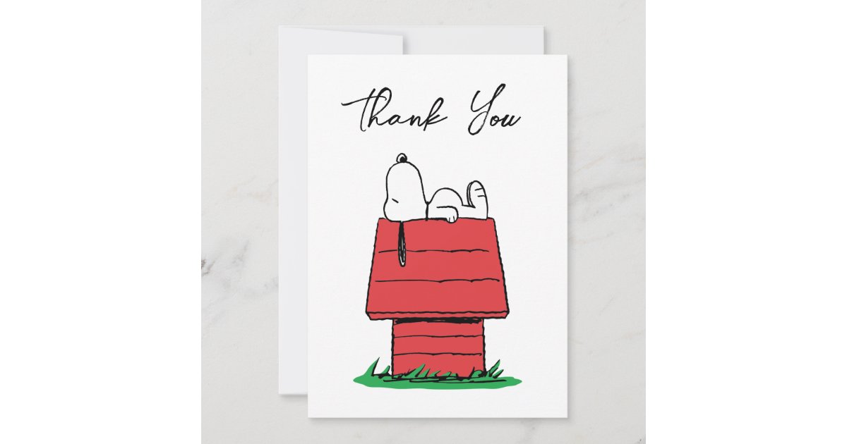 Peanuts Snoopy Dog House | Baby Shower Thank You Card | Zazzle