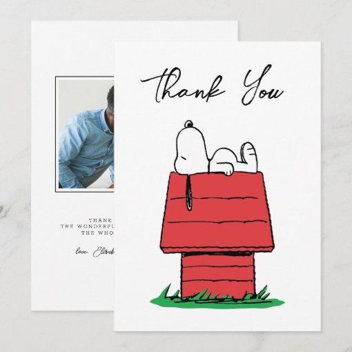 Peanuts Snoopy Dog House | Baby Shower Thank You Card | Zazzle