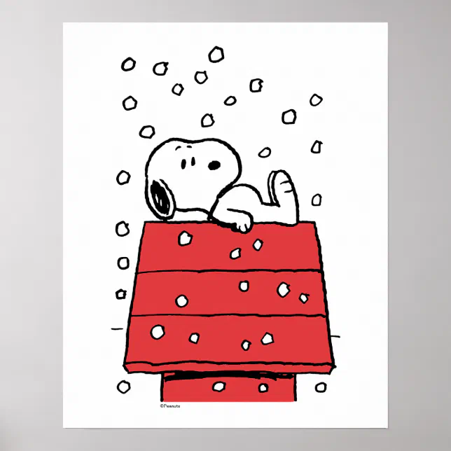 Peanuts | Snoopy Doghouse Snowflakes Poster | Zazzle