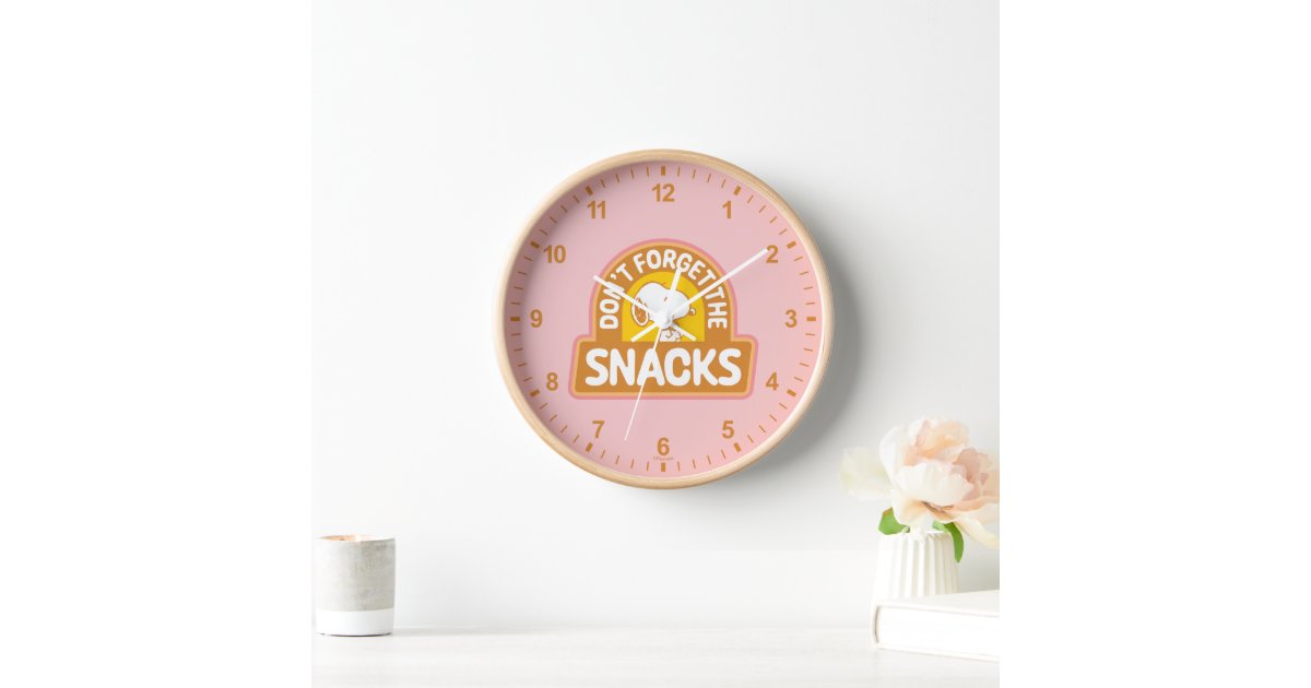 Peanuts | Snoopy Don't Forget the Snacks Clock | Zazzle