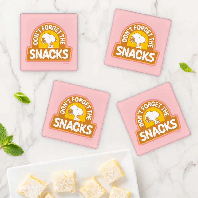 Peanuts | Snoopy Don't Forget the Snacks Coaster Set | Zazzle
