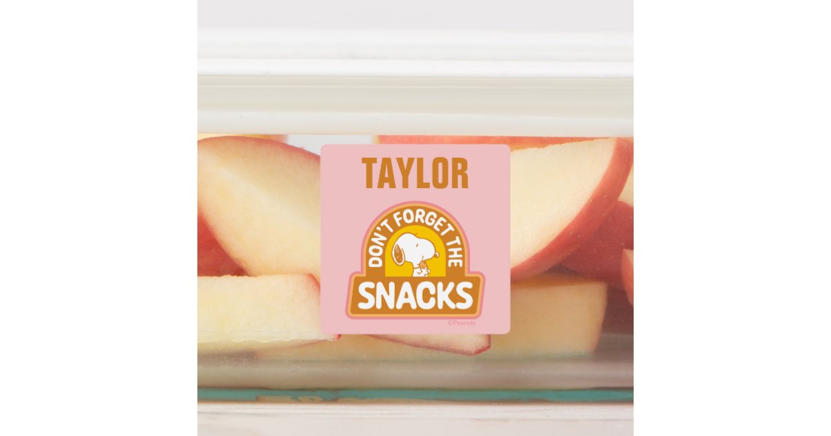 Peanuts | Snoopy Don't Forget the Snacks Kids' Labels | Zazzle