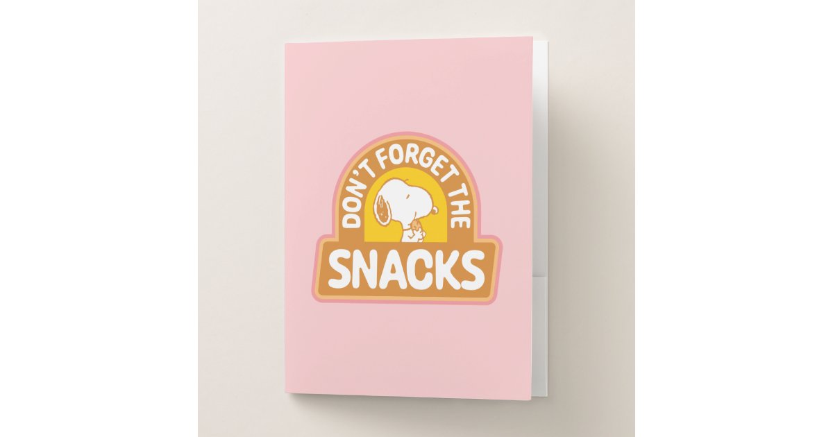 Peanuts | Snoopy Don't Forget the Snacks Pocket Folder | Zazzle