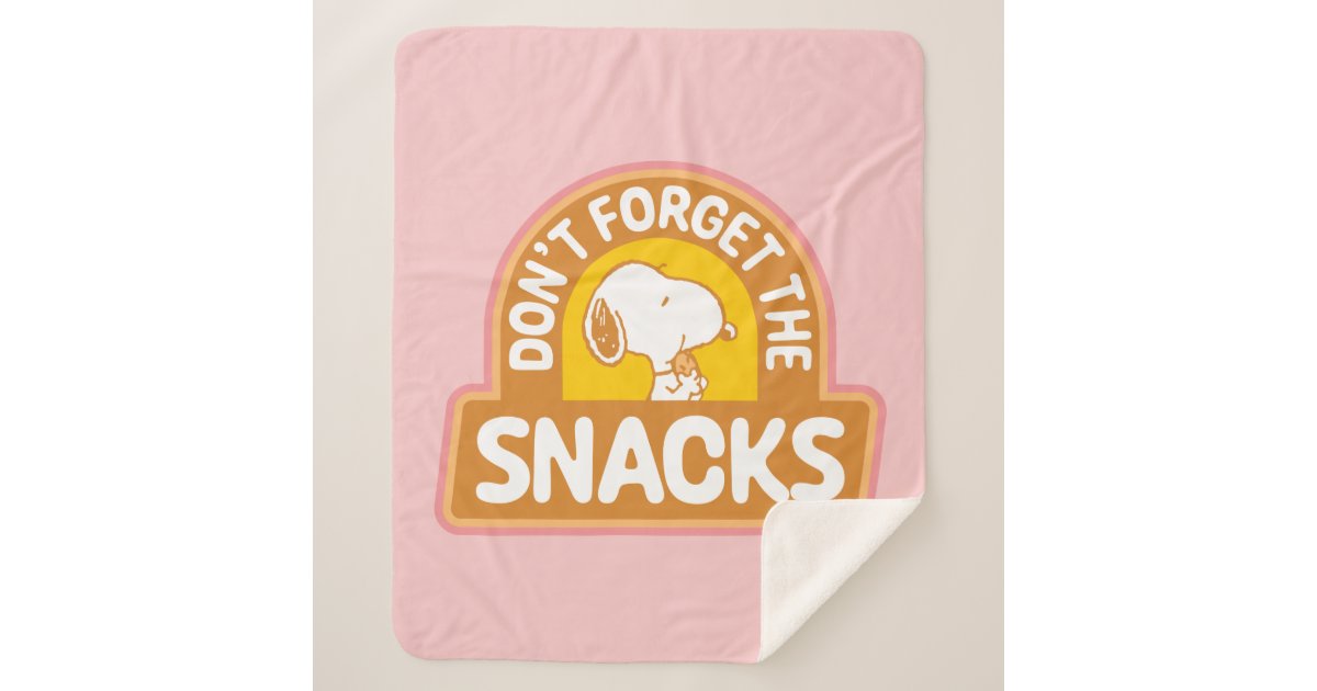 Peanuts | Snoopy Don't Forget the Snacks Sherpa Blanket | Zazzle