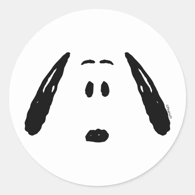 Peanuts | Snoopy Face Classic Round Sticker | Zazzle
