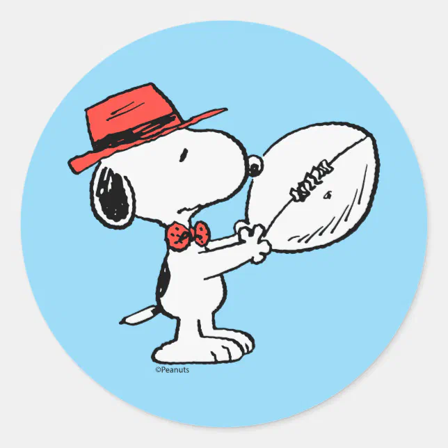 Peanuts | Snoopy Football Coach Classic Round Sticker | Zazzle