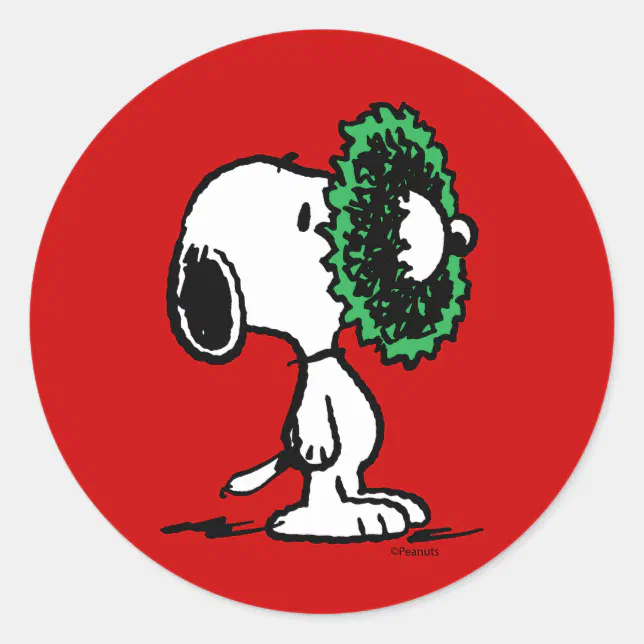 Peanuts | Snoopy for the Holidays Classic Round Sticker | Zazzle