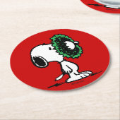 Peanuts | Snoopy for the Holidays Round Paper Coaster | Zazzle