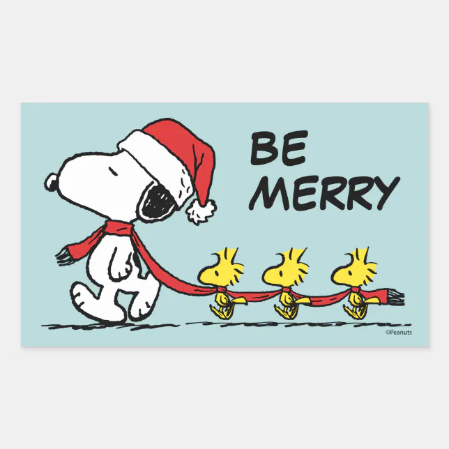 Peanuts | Snoopy & Friends Winter Scarf Rectangular Sticker | Zazzle