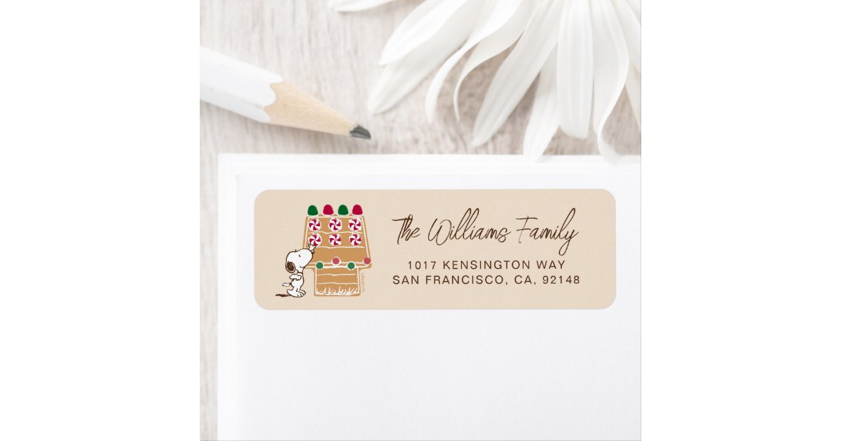 Peanuts | Snoopy Gingerbread House Label | Zazzle