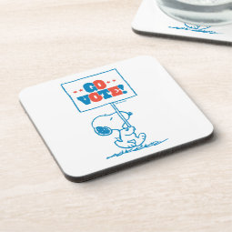 Peanuts | Snoopy - Go Vote Sign Beverage Coaster | Zazzle