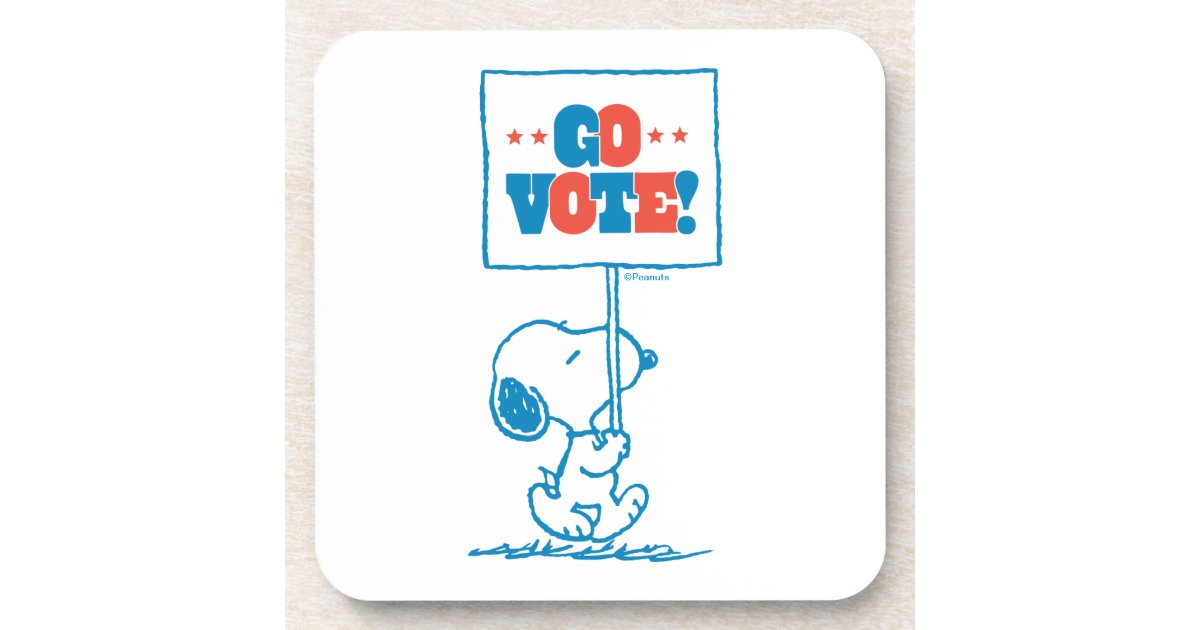 Peanuts | Snoopy - Go Vote Sign Beverage Coaster | Zazzle