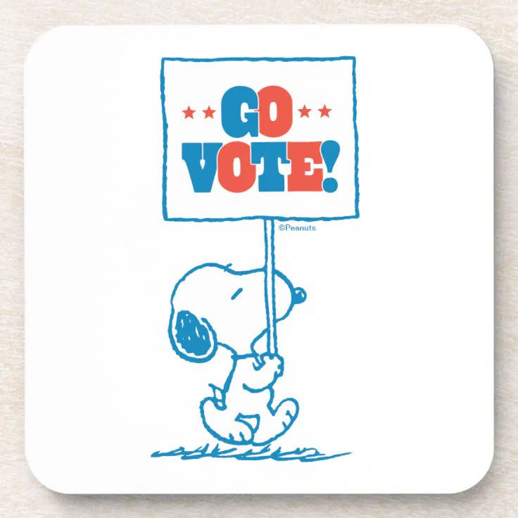Peanuts | Snoopy - Go Vote Sign Beverage Coaster | Zazzle
