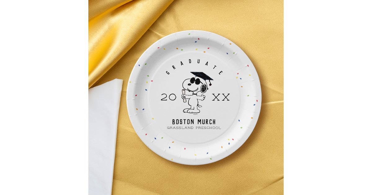 Peanuts | Snoopy Graduate Paper Plates | Zazzle