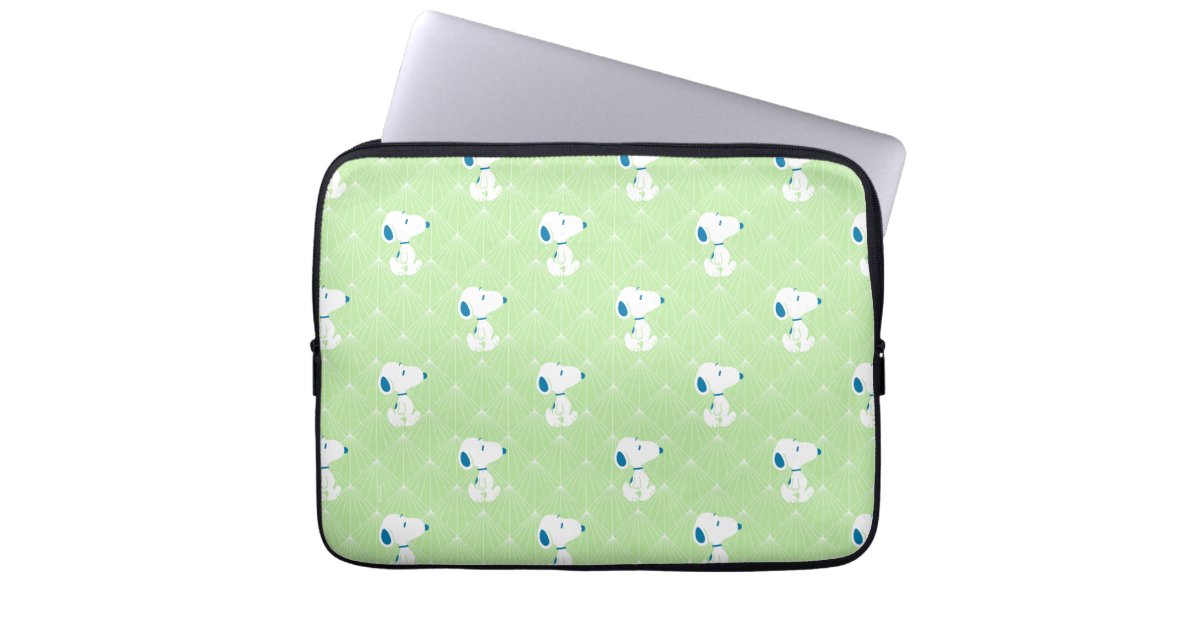 Peanuts | Snoopy Green Deco Dreams Pattern Laptop Sleeve | Zazzle