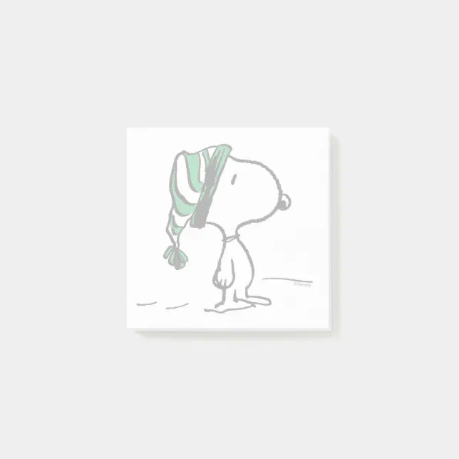 Peanuts | Snoopy Green Snow Cap Post-it Notes | Zazzle