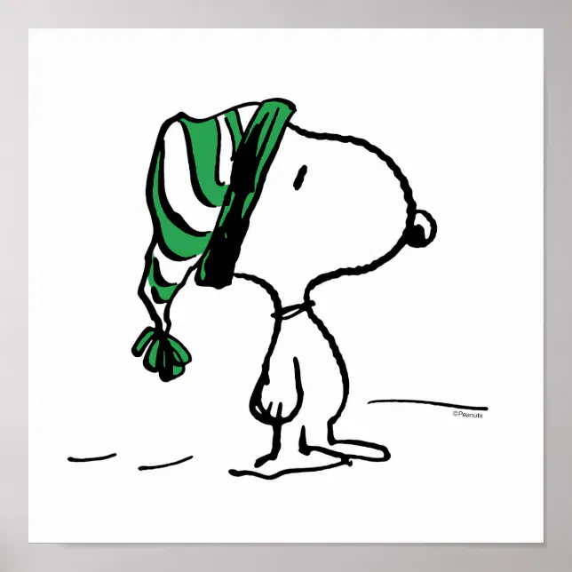 Peanuts | Snoopy Green Snow Cap Poster | Zazzle