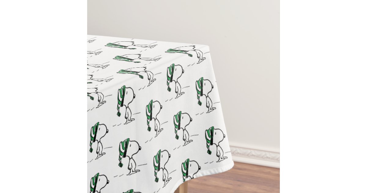 Peanuts | Snoopy Green Snow Cap Tablecloth | Zazzle