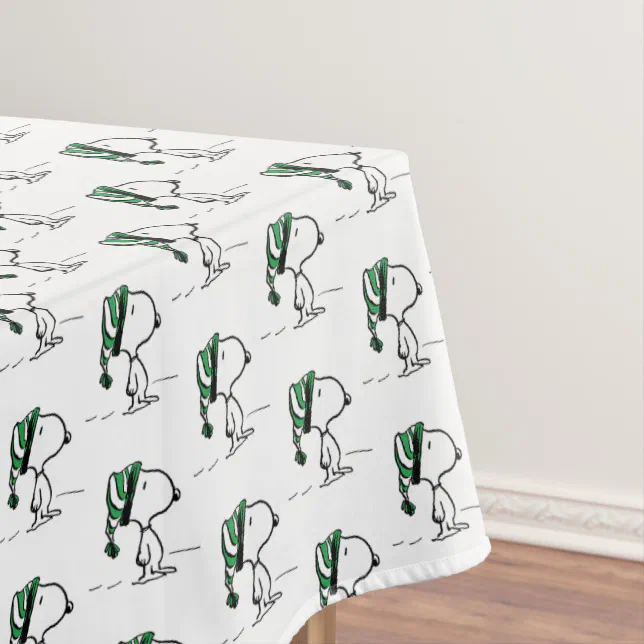 Peanuts | Snoopy Green Snow Cap Tablecloth | Zazzle