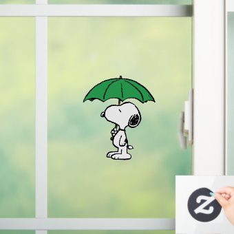 Peanuts | Snoopy Green Umbrella Window Cling | Zazzle