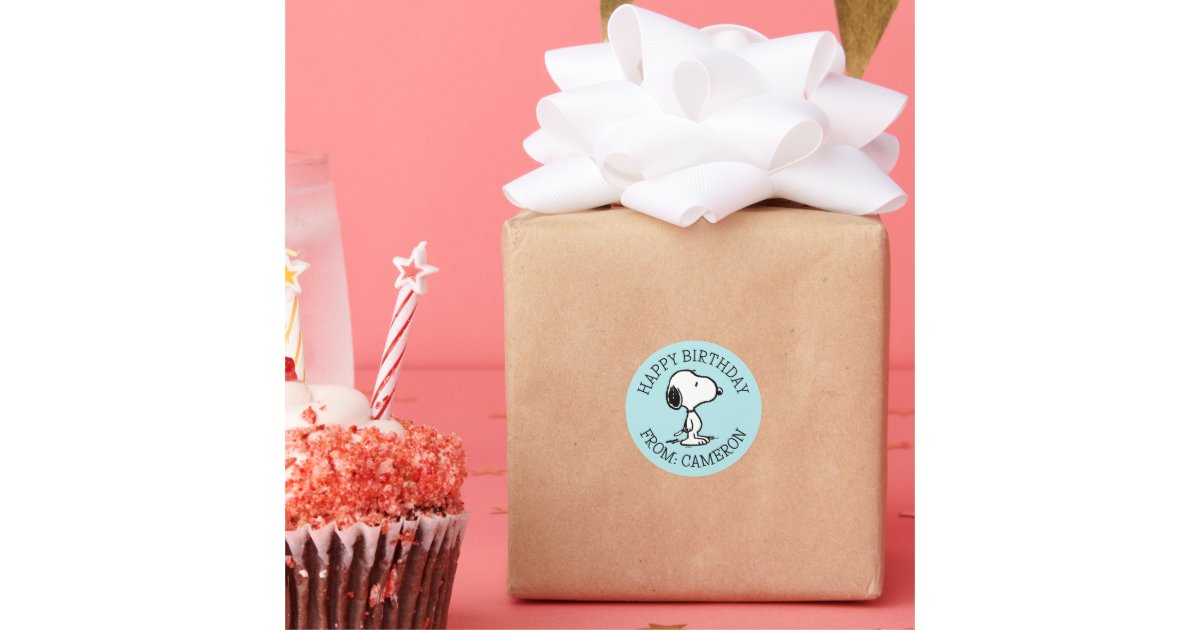 Peanuts | Snoopy | Happy Birthday Classic Round Sticker | Zazzle