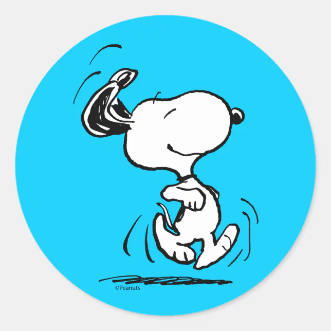 Peanuts | Snoopy Happy Dance Classic Round Sticker | Zazzle