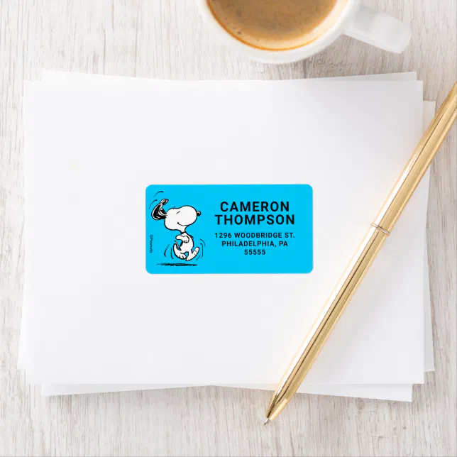 Peanuts | Snoopy Happy Dance Label | Zazzle