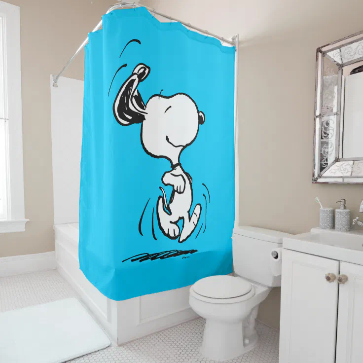 Peanuts | Snoopy Happy Dance Shower Curtain | Zazzle
