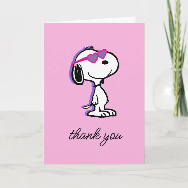 Peanuts | Snoopy Heart Sunglasses Thank You Card | Zazzle