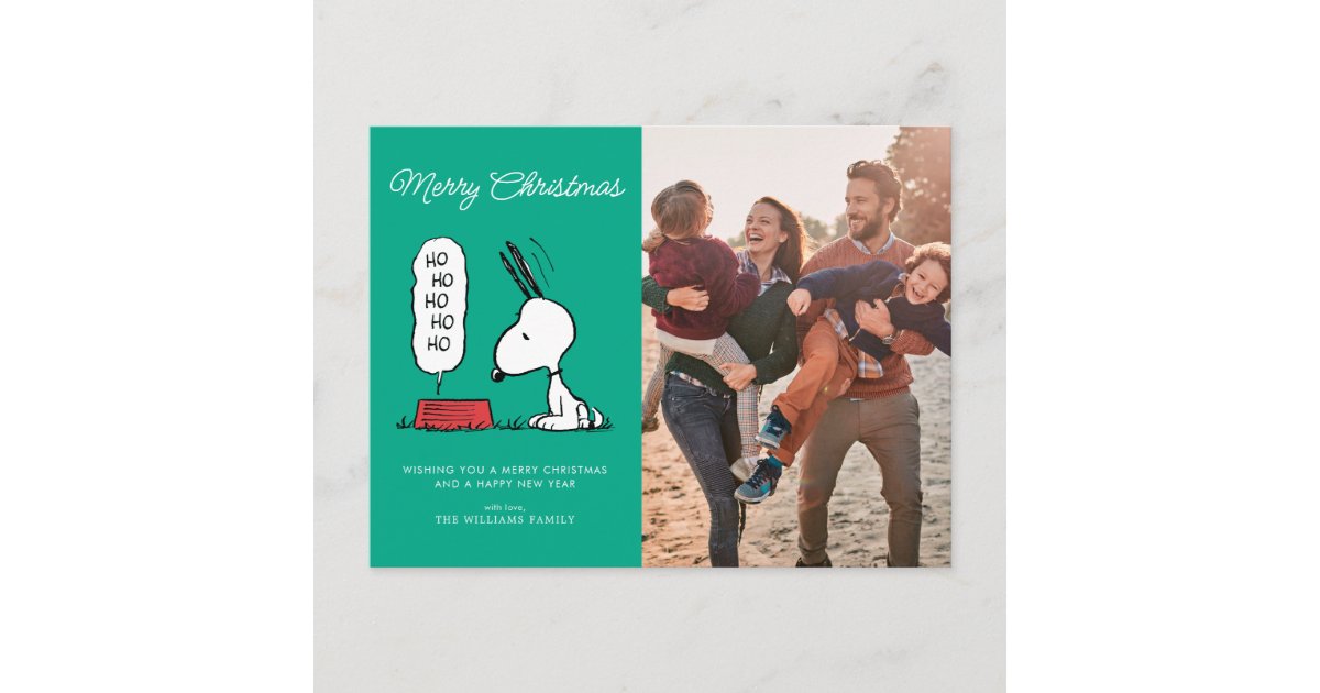 Peanuts | Snoopy Ho Ho Ho Food Dish Holiday Postcard | Zazzle