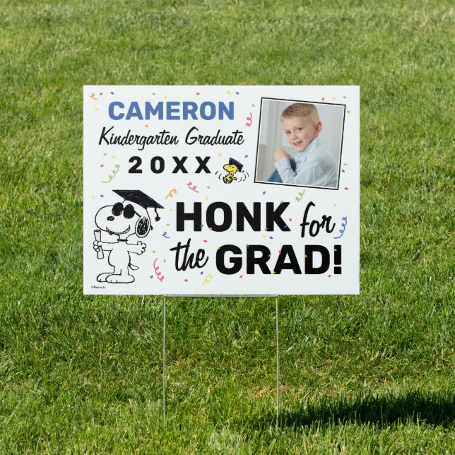 Peanuts - Snoopy | Honk for the Grad - Photo Sign | Zazzle