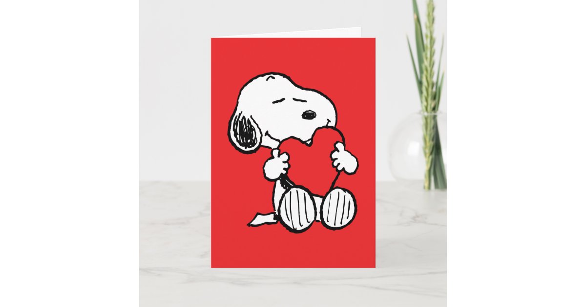 Peanuts | Snoopy Hugging Heart | Add Your Photo Card | Zazzle