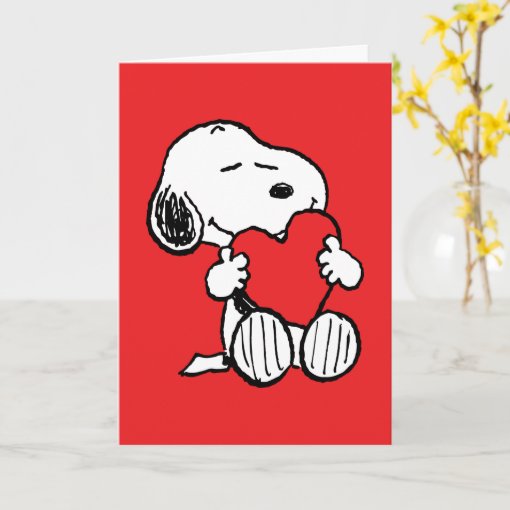 Peanuts | Snoopy Hugging Heart | Add Your Photo Card | Zazzle