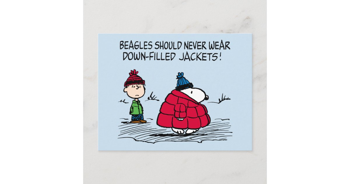 Peanuts | Snoopy & Linus Down Filled Jacket Postcard | Zazzle