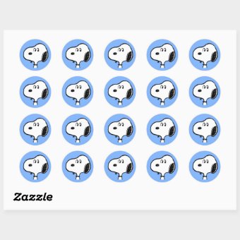 Peanuts | Snoopy Looks Classic Round Sticker | Zazzle