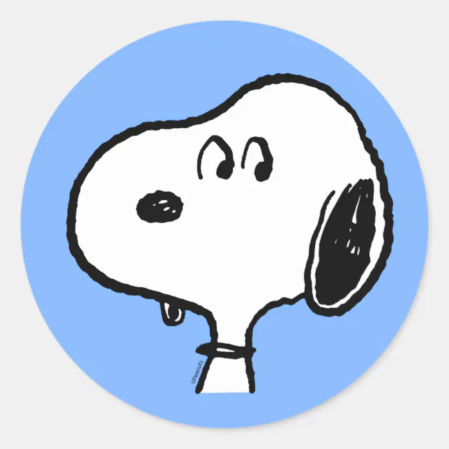 Peanuts | Snoopy Looks Classic Round Sticker | Zazzle