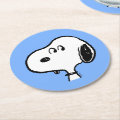 Peanuts | Snoopy Looks Round Paper Coaster | Zazzle