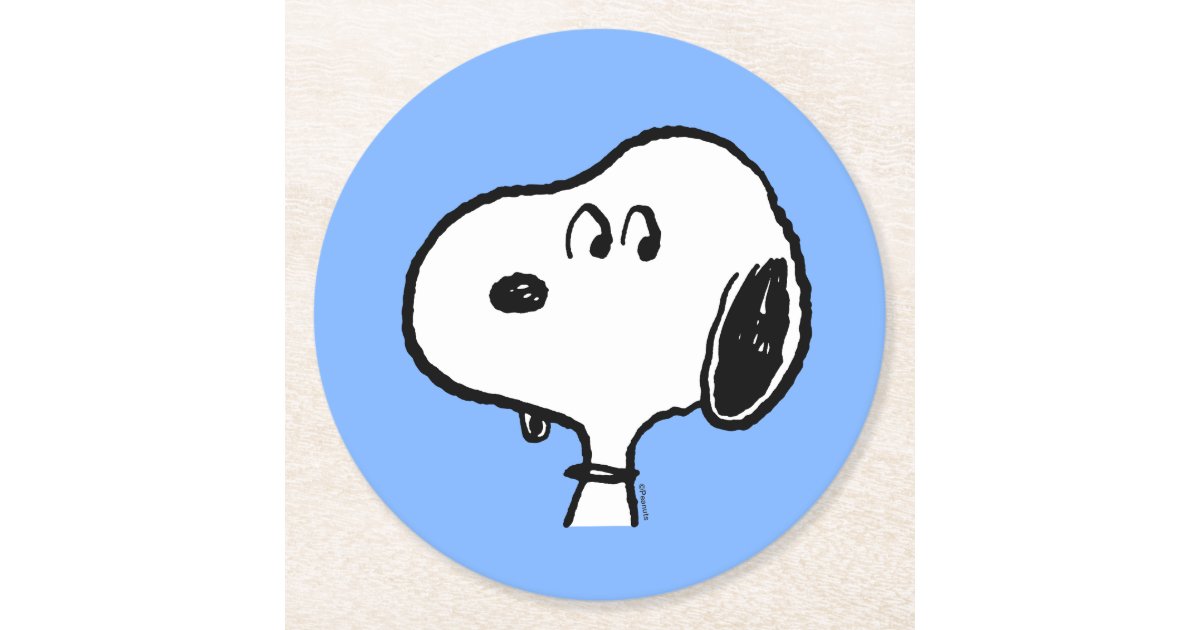 Peanuts | Snoopy Looks Round Paper Coaster | Zazzle