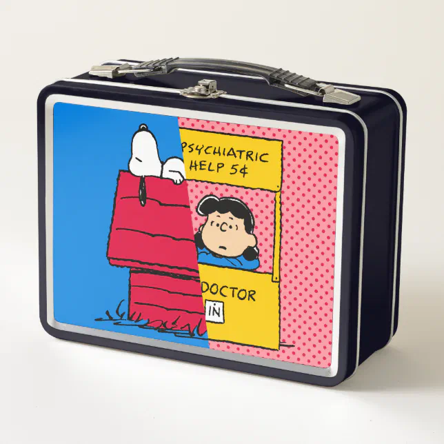 Peanuts | Snoopy & Lucy Half & Half Metal Lunch Box | Zazzle