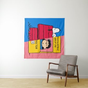 Peanuts | Snoopy & Lucy Half & Half Tapestry | Zazzle