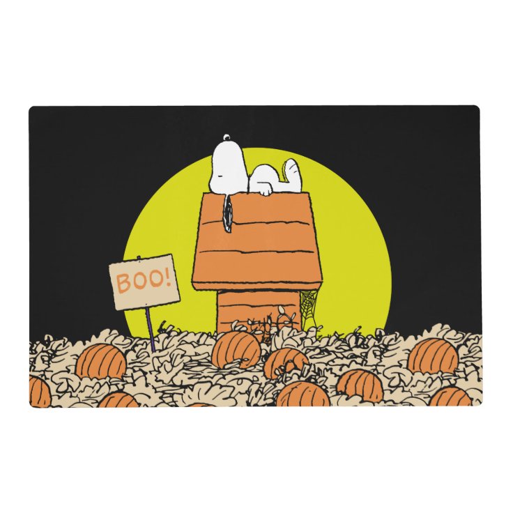 Peanuts | Snoopy Napping in the Pumpkin Patch Placemat | Zazzle